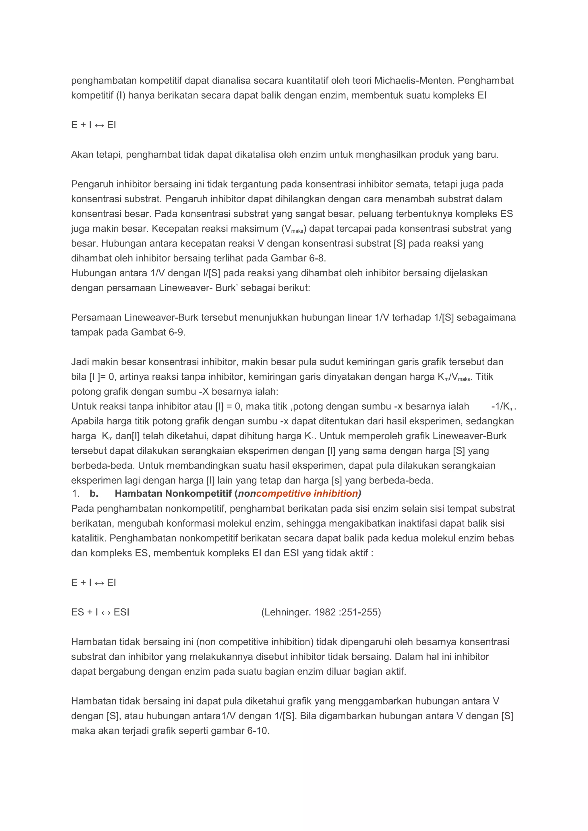 Biokimia inhibisi enzim dan mekanisme reaksi | DOCX