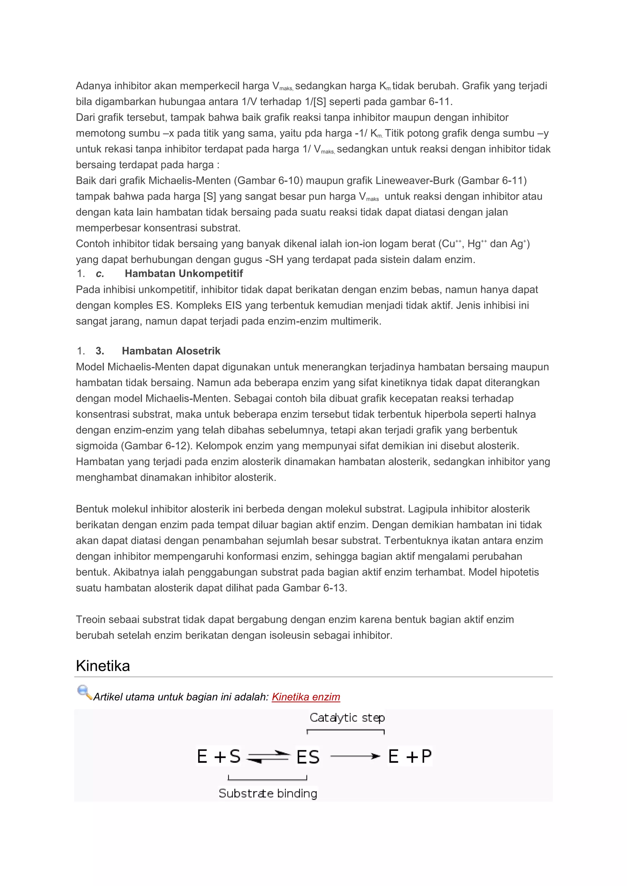 Biokimia inhibisi enzim dan mekanisme reaksi | DOCX