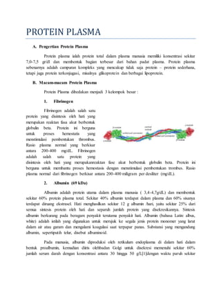 Biokimia presentasi protensi plasma | PDF