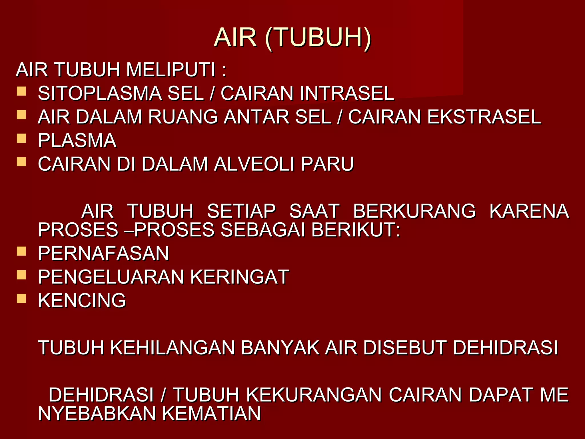 Biokimia, sel, biomolekul, enzim dan air | PPT