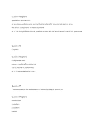 Biol 103 final examination | DOCX