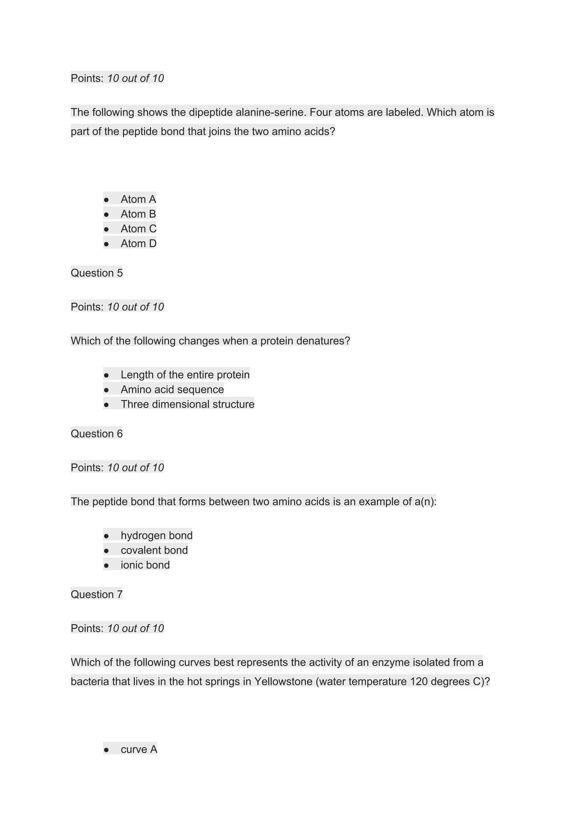 BIOL 103 PROTEINS QUIZ | PDF