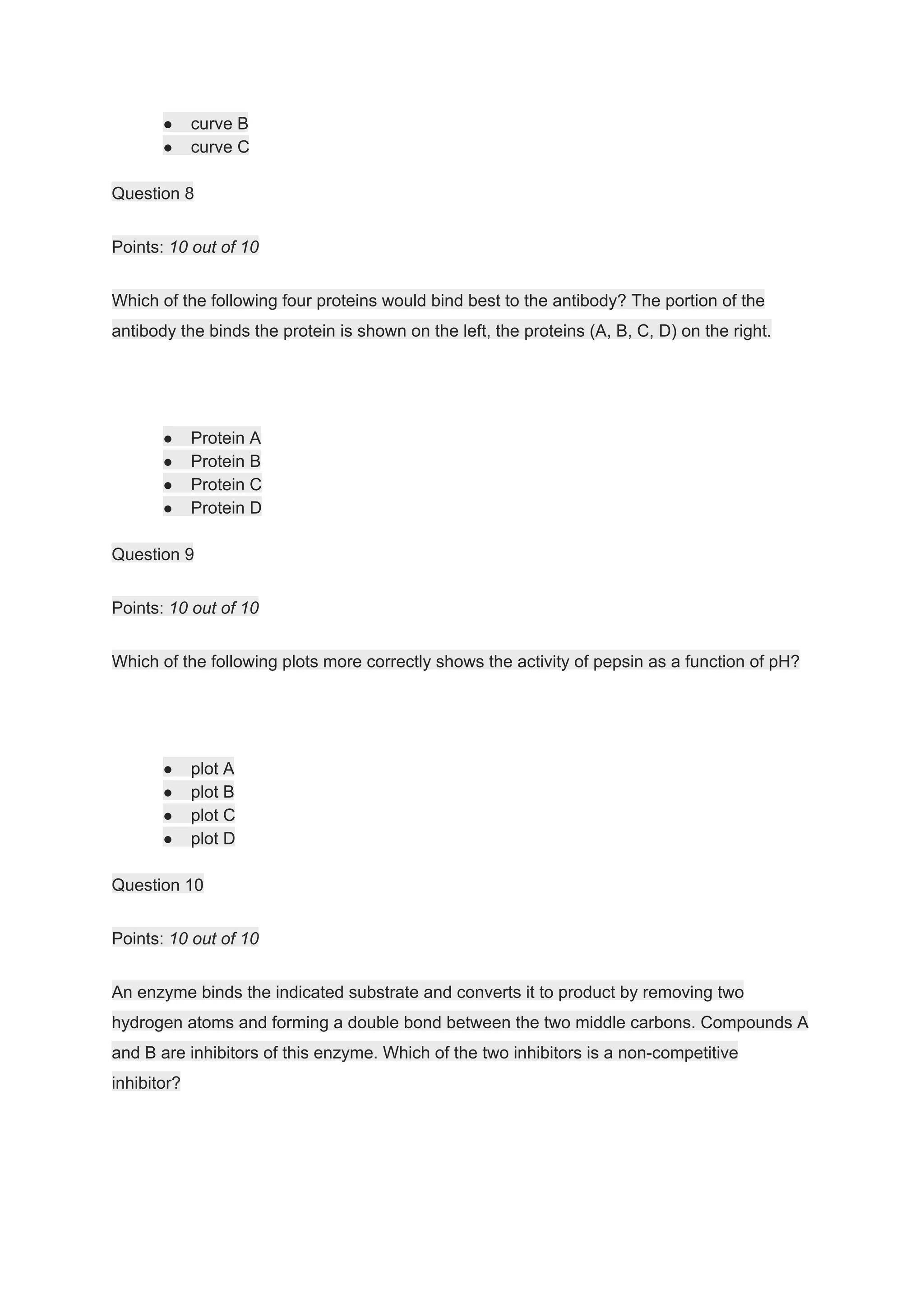 BIOL 103 PROTEINS QUIZ | PDF