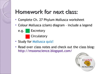 Biol 11 Lesson 1 Mar 2 - Ch. 27 Mollusca | PPT
