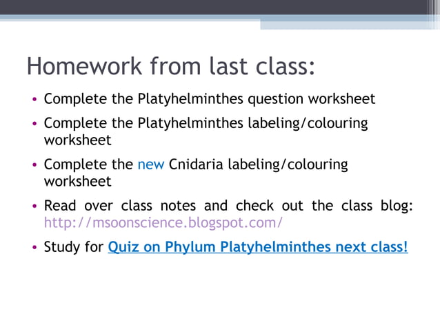Biol 11 Lesson 5 Feb 15 - Ch. 26 Nematoda | PPT