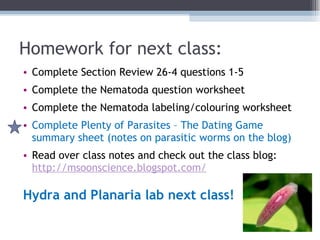 Biol 11 Lesson 5 Feb 15 - Ch. 26 Nematoda | PPT