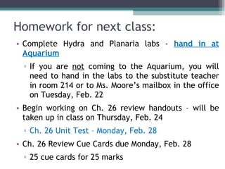 Biol 11 Lesson 6 Feb 17 - Lab - Hydra and Planaria | PPT