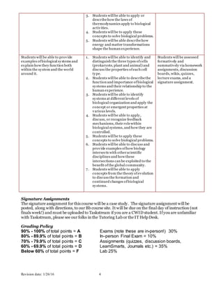 Biol 201 003W and 005W syllabus | PDF