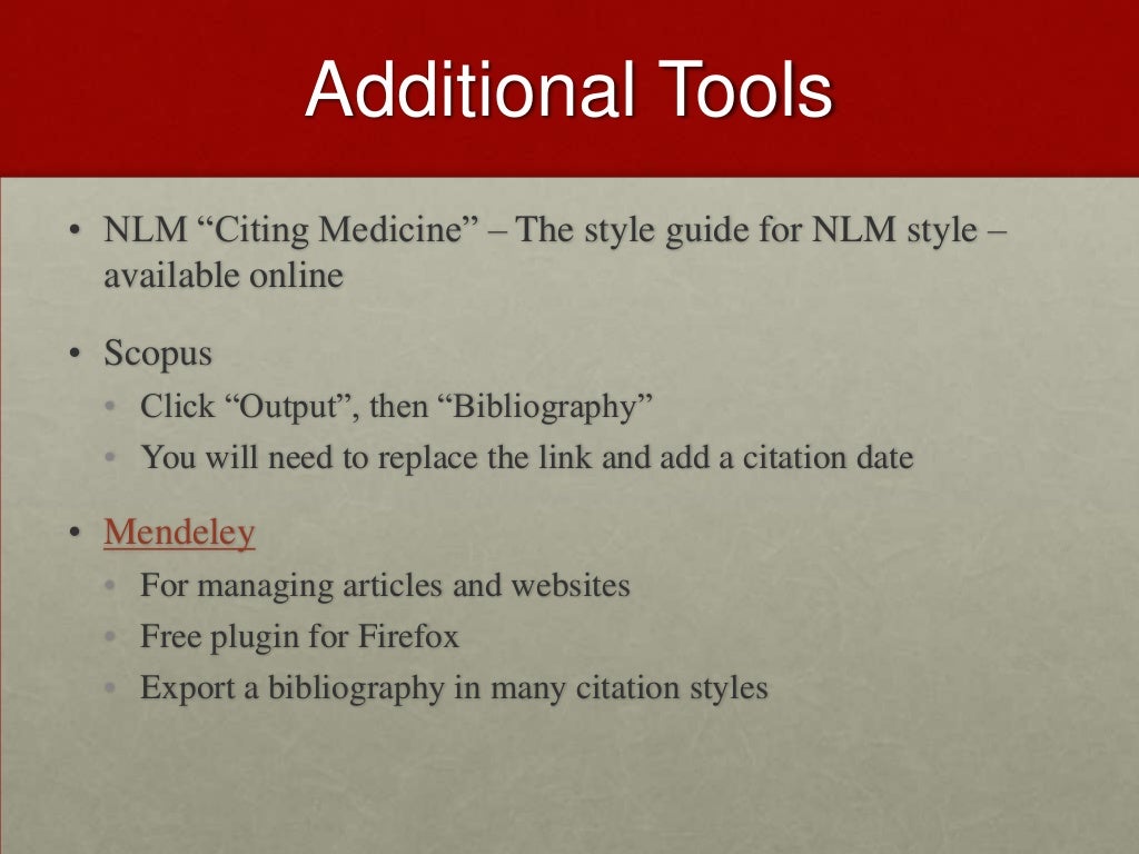 Citing Scources - NLM Style