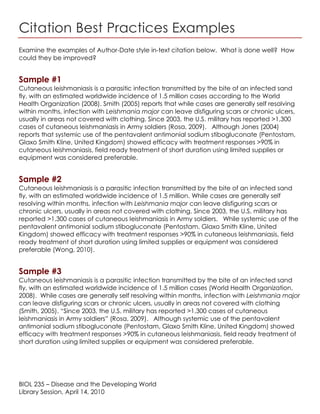 Biol 235 - Citation best practices examples - spring 2010 | PDF