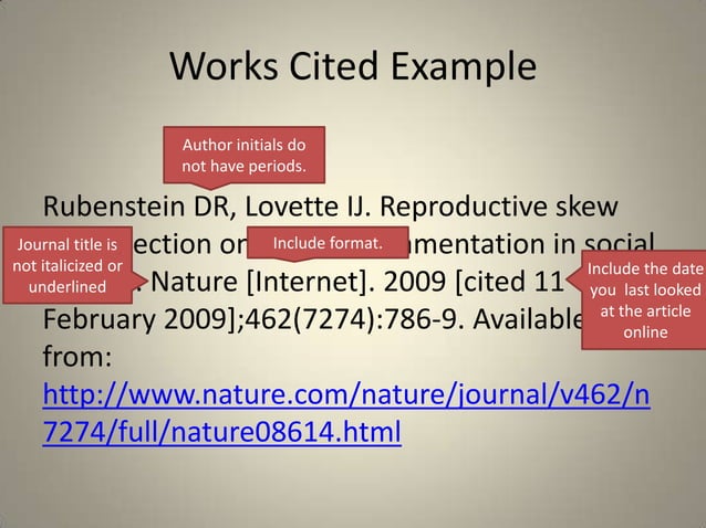 Biol 342 - Citing Sources NLM Style - Bibliographies and In-Text ...