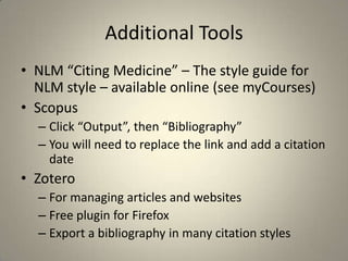 Biol 342 - Citing Sources NLM Style - Bibliographies and In-Text ...