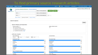 Biol 4278: Finding Primary Literature in Biology | PPT