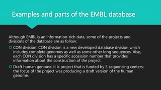 What is the EMBL Nucleotide Sequencing database | PPTX
