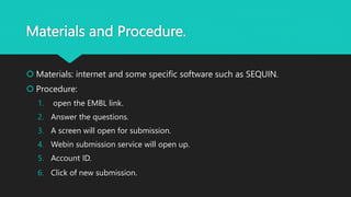 What is the EMBL Nucleotide Sequencing database | PPTX