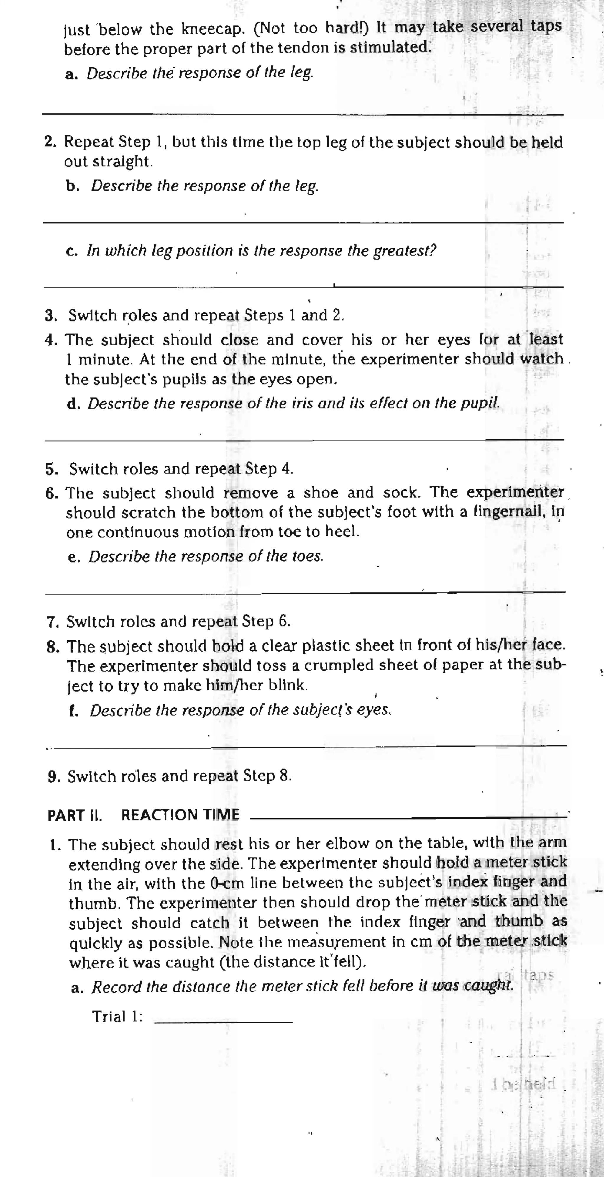 Biolabreflexes; testing reflexes and reactions | PDF