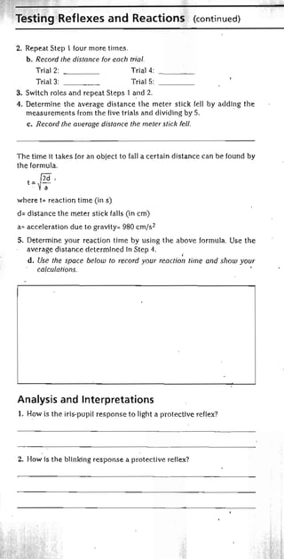 Biolabreflexes; testing reflexes and reactions | PDF