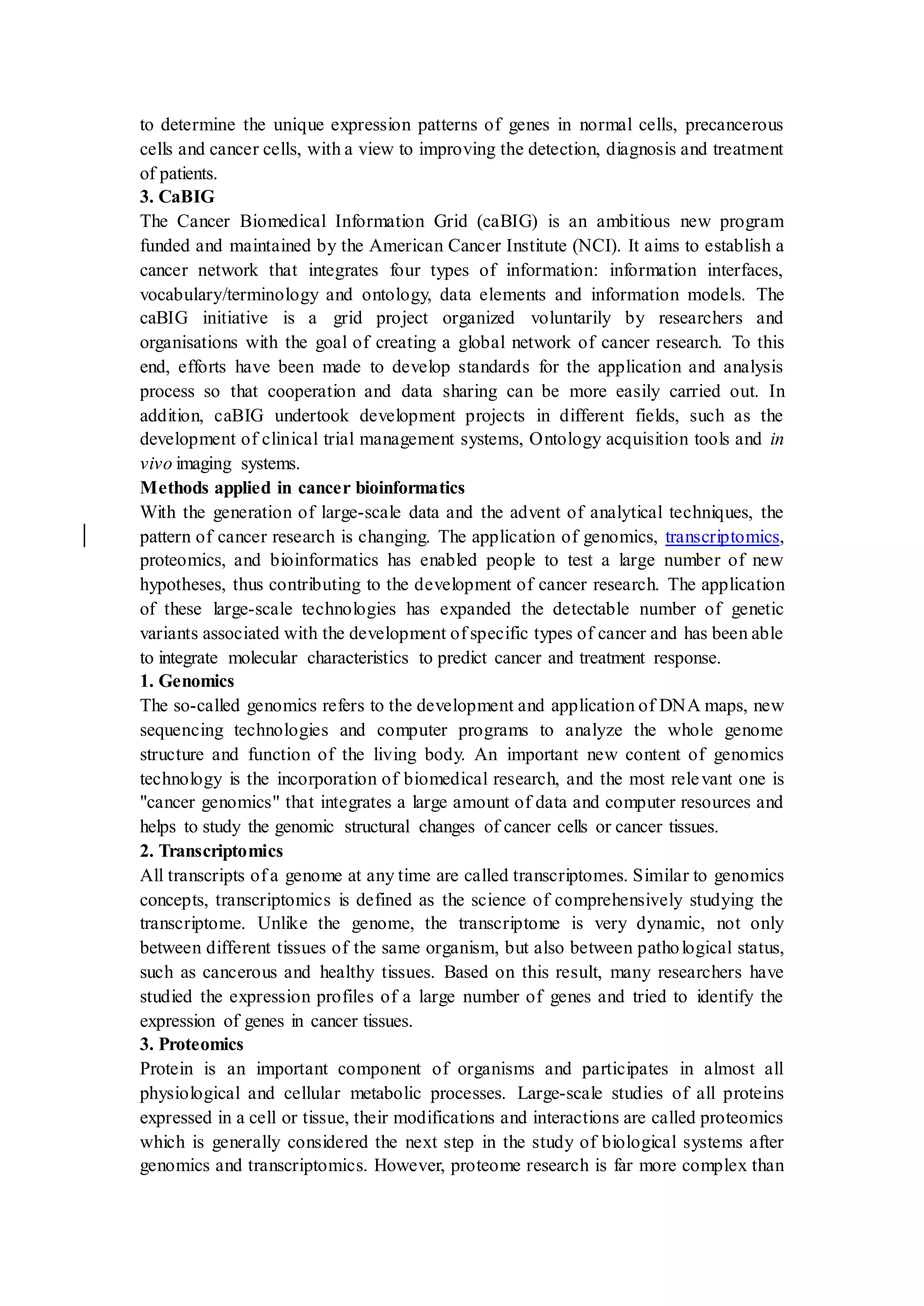 Introduction to cancer bioinformatics | DOC