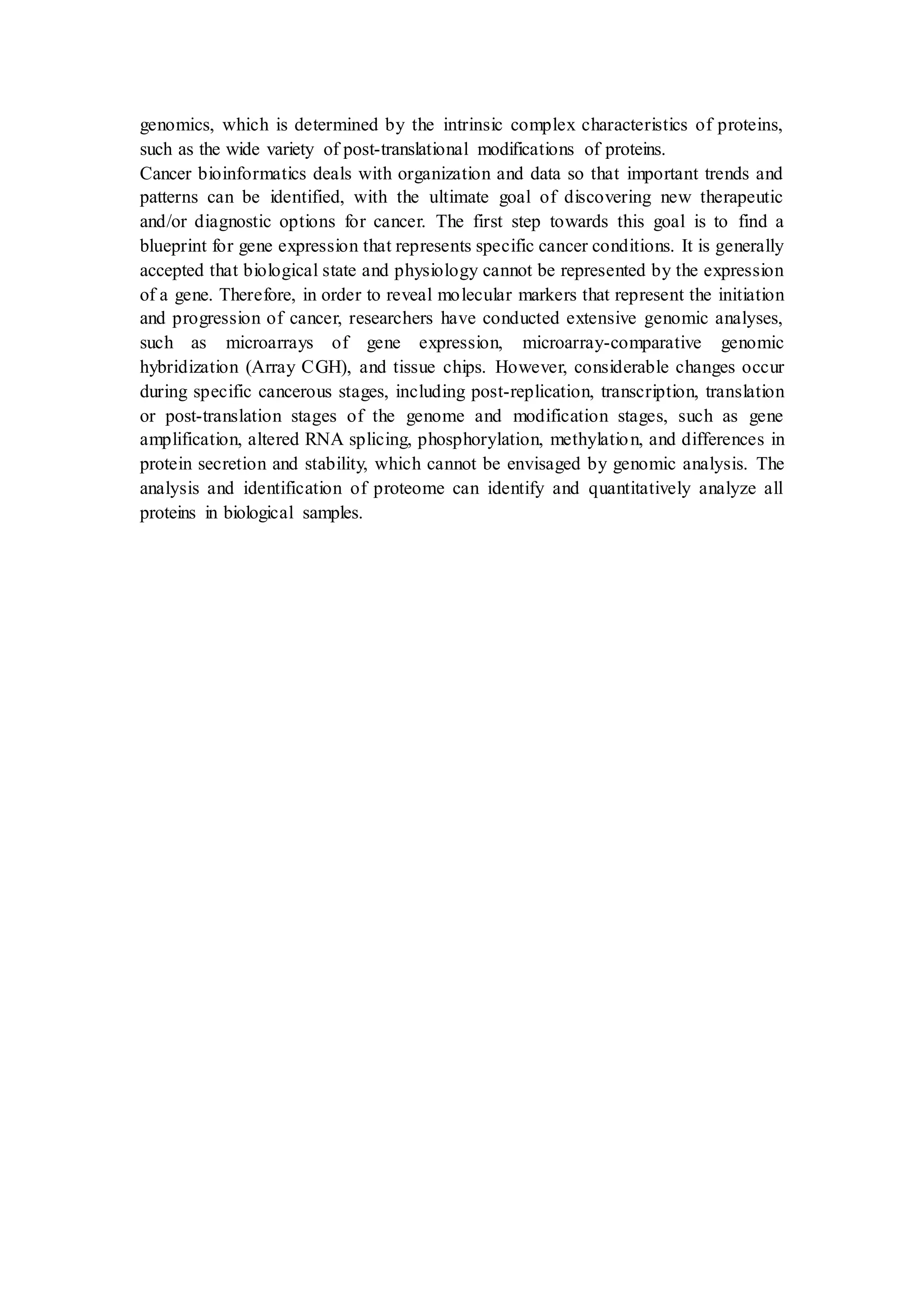 Introduction to cancer bioinformatics | DOC