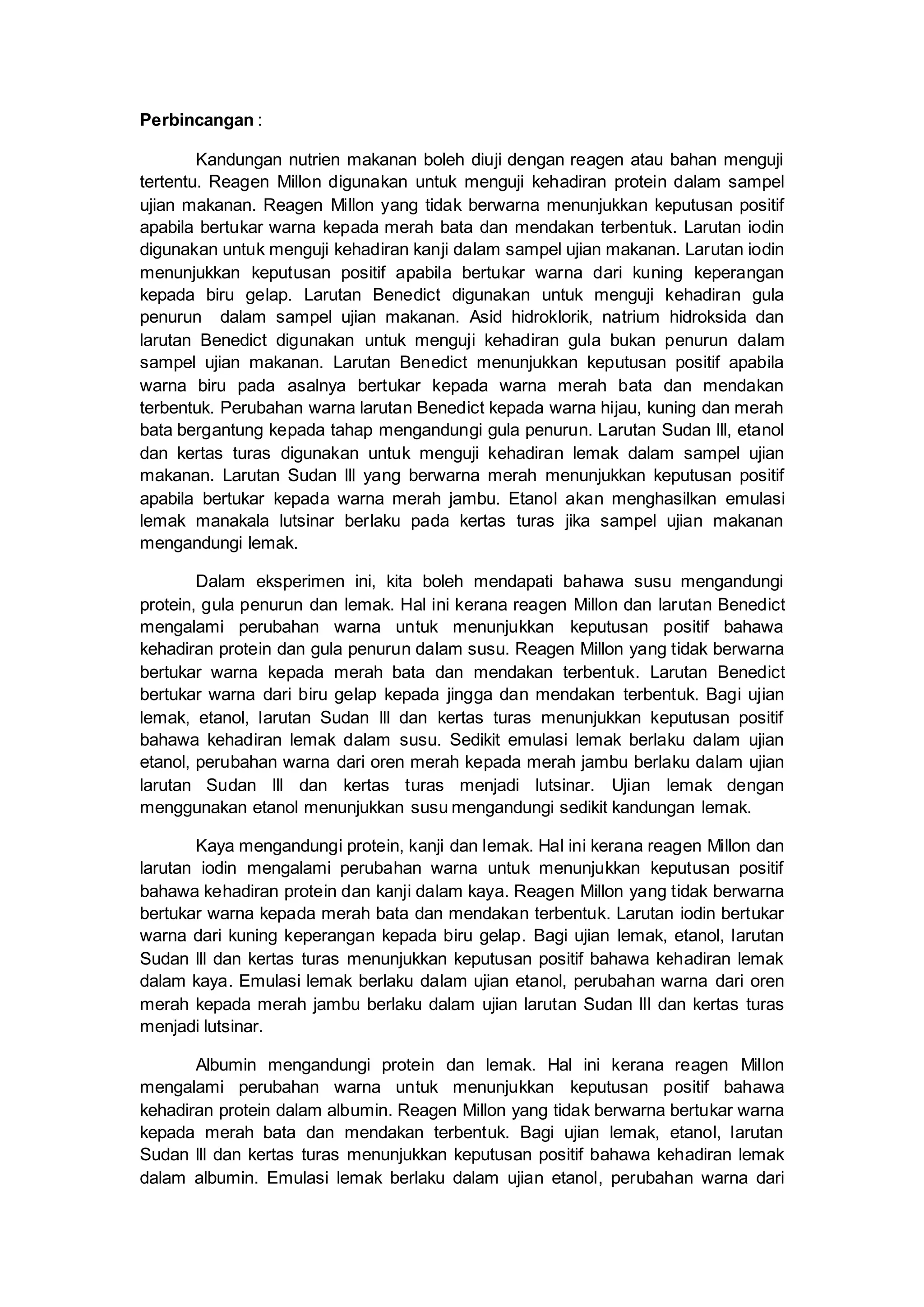 Bio laporan amali ujian makanan | DOCX