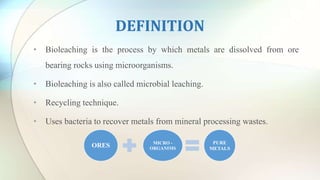 BIOLEACHING.pptx MICROBIAL LEACHING, RECYCLING TECHNIQUES | PPT