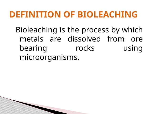 Microbial Bioleaching with different metals in reaction | PPT