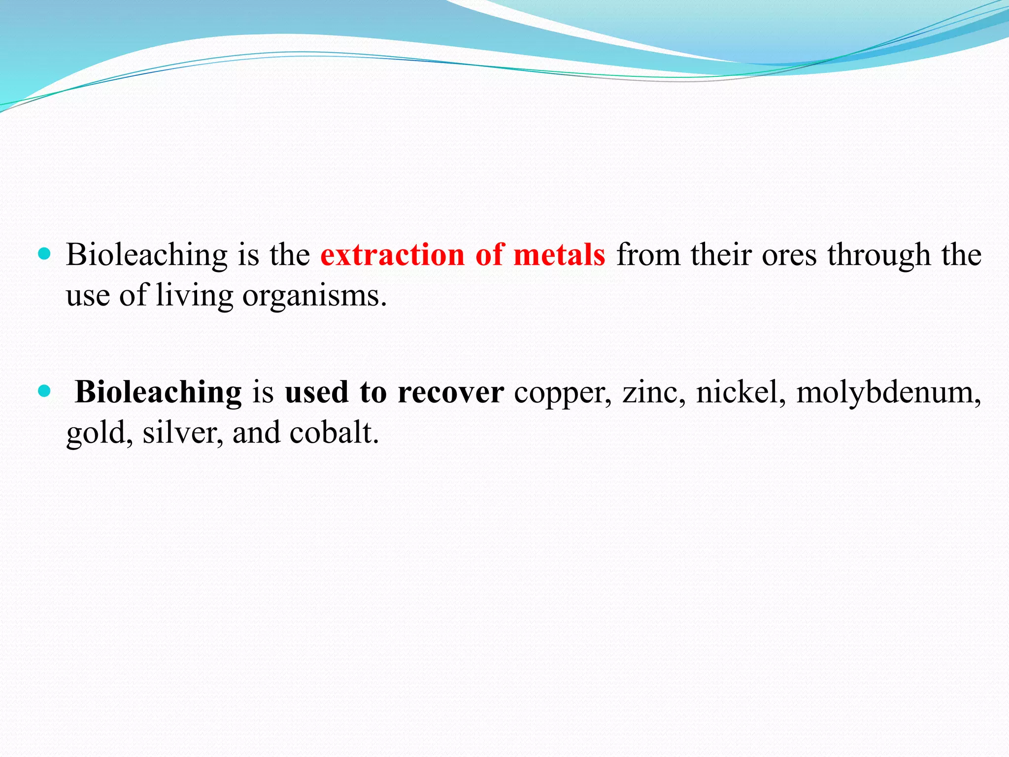 Bioleaching of copper, gold and uranium | PPTX | Chemistry | Science