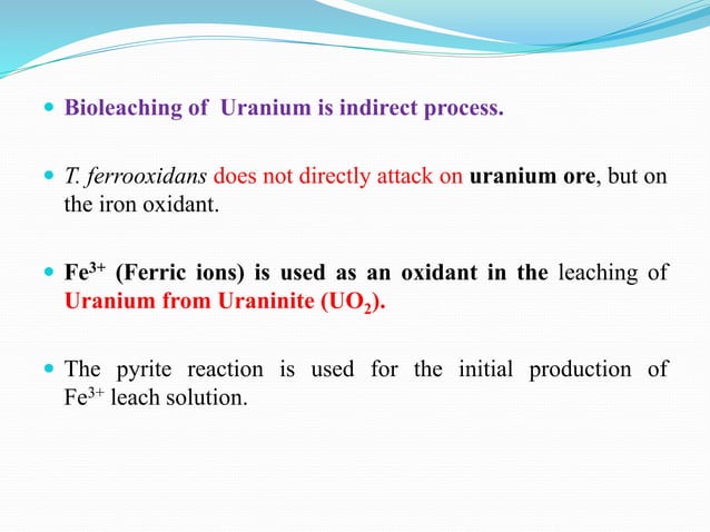Bioleaching of copper, gold and uranium | PPTX | Chemistry | Science
