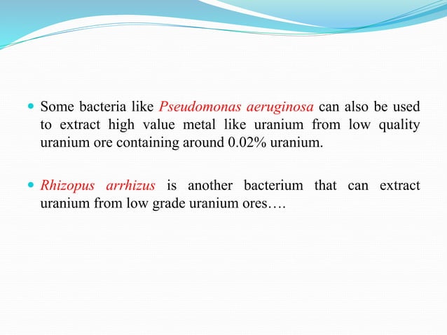 Bioleaching of copper, gold and uranium | PPTX | Chemistry | Science