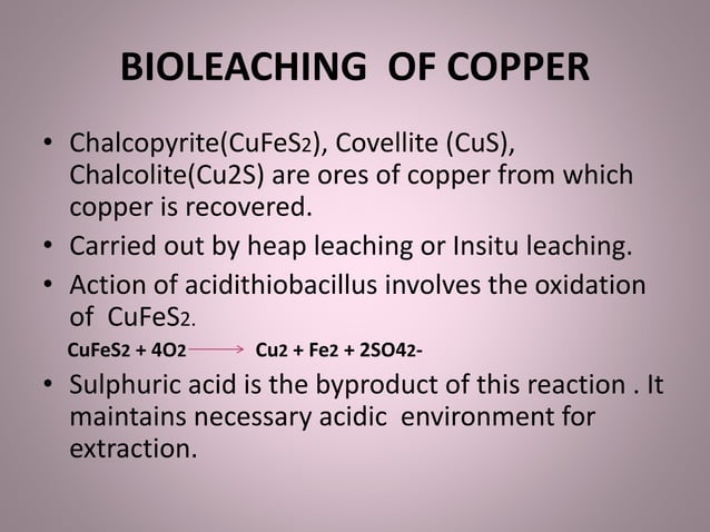 Bioleaching of iron, copper, gold. uranium | PPTX | Geology | Science