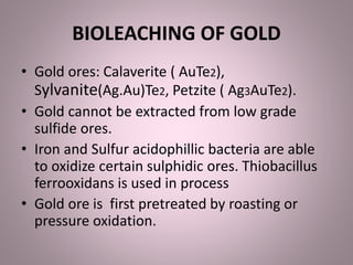 Bioleaching of iron, copper, gold. uranium | PPTX