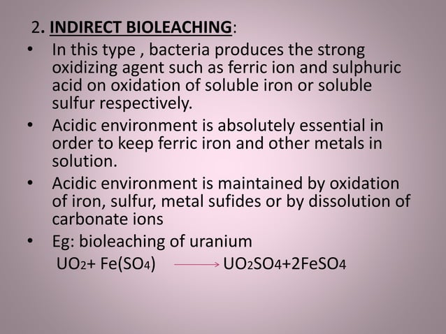 Bioleaching of iron, copper, gold. uranium | PPTX | Geology | Science