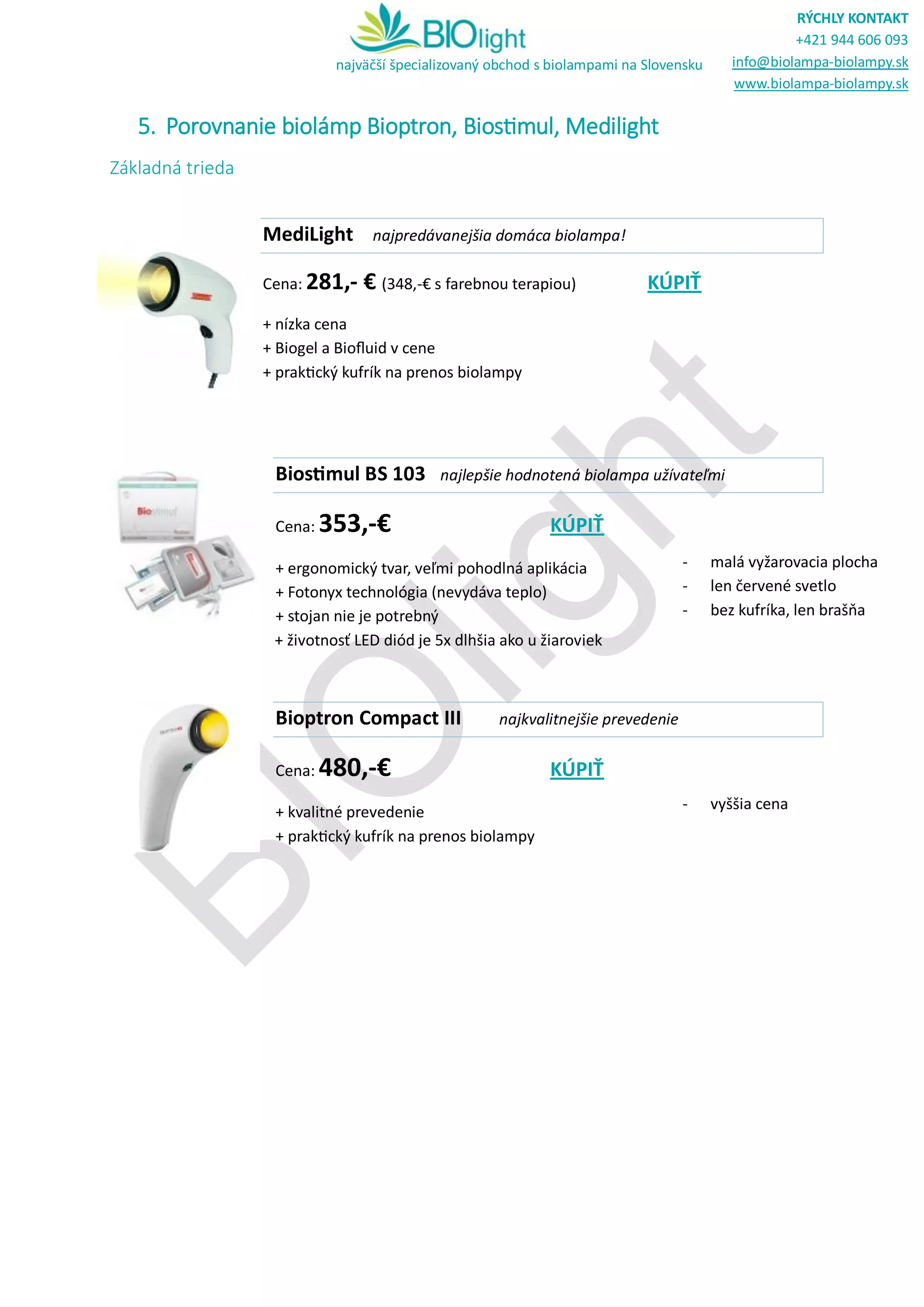 Biolight biolampy bioptron biostimul medilight | PDF