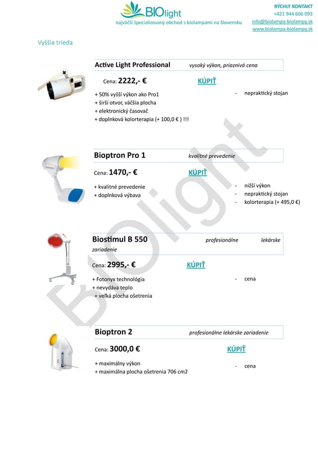 Biolight biolampy bioptron biostimul medilight | PDF