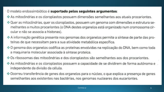 Biologia 11 Origem E Evolução Endossimbiose Ppt