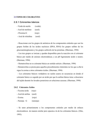 Biologia general coloraciones microscopicas | DOC