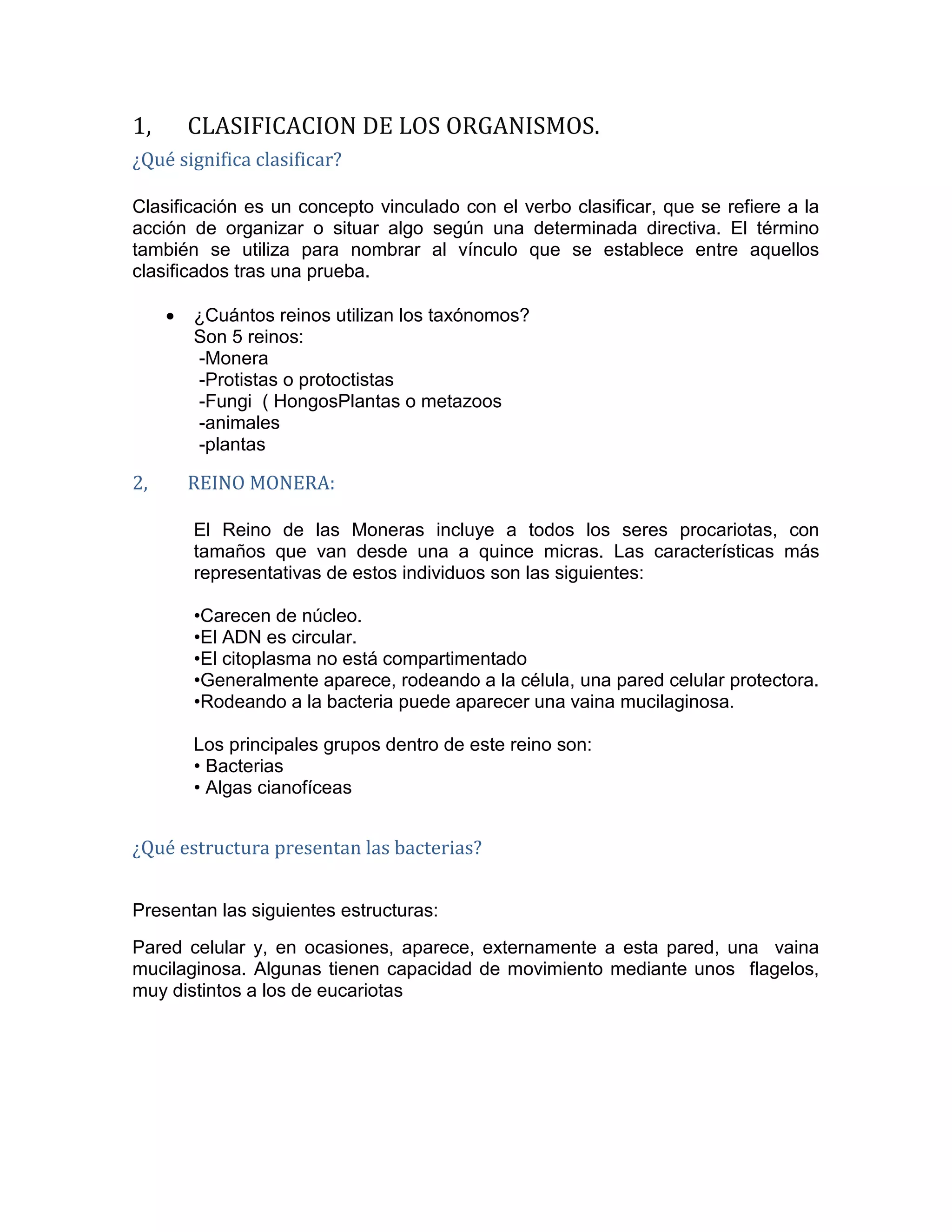 Biología Clasificación de los Organismos | PDF | Biological Sciences ...