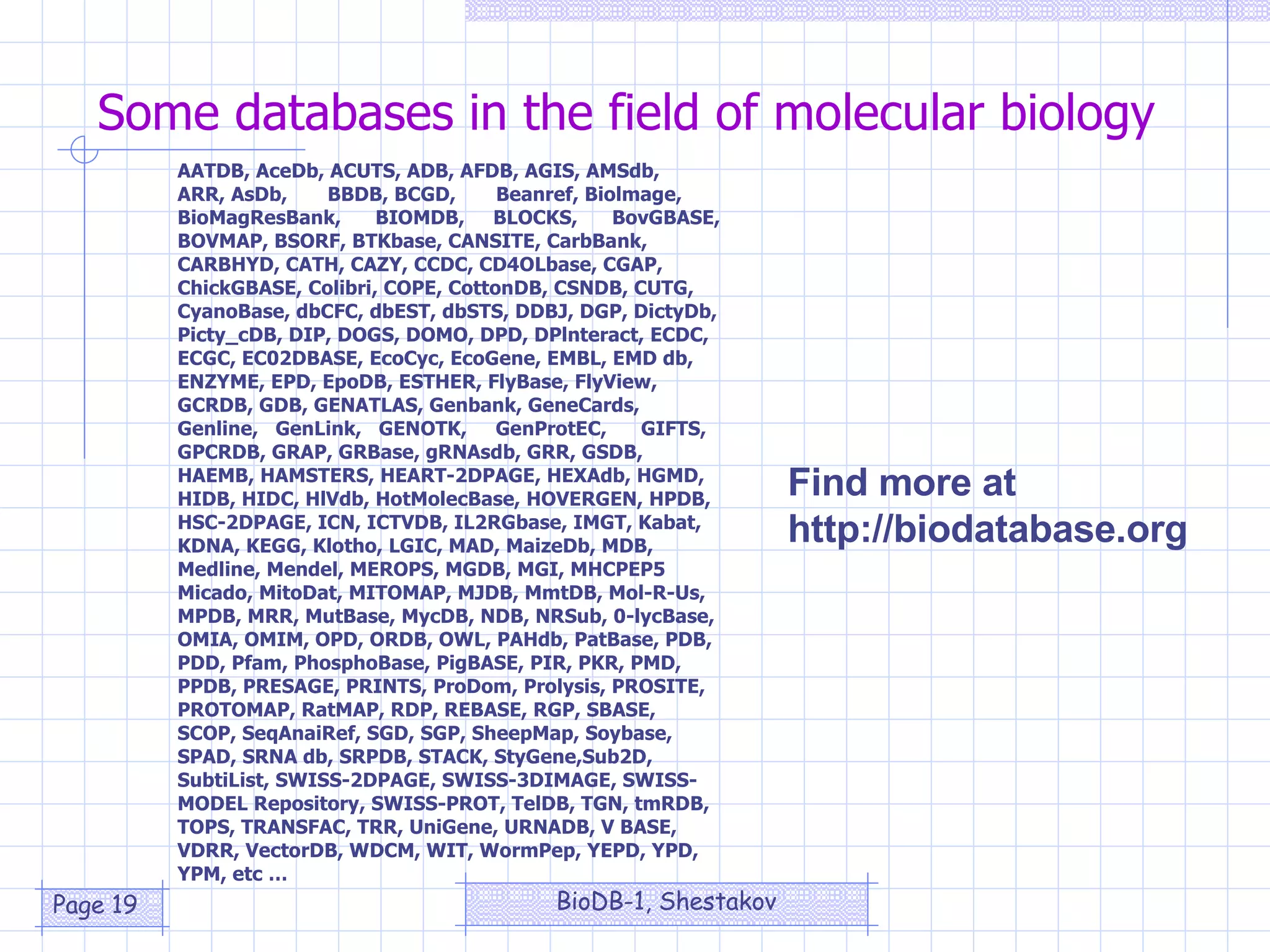 Biological Database Systems | PPT