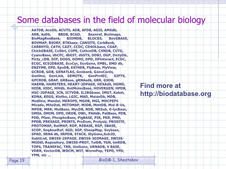 Biological Database Systems