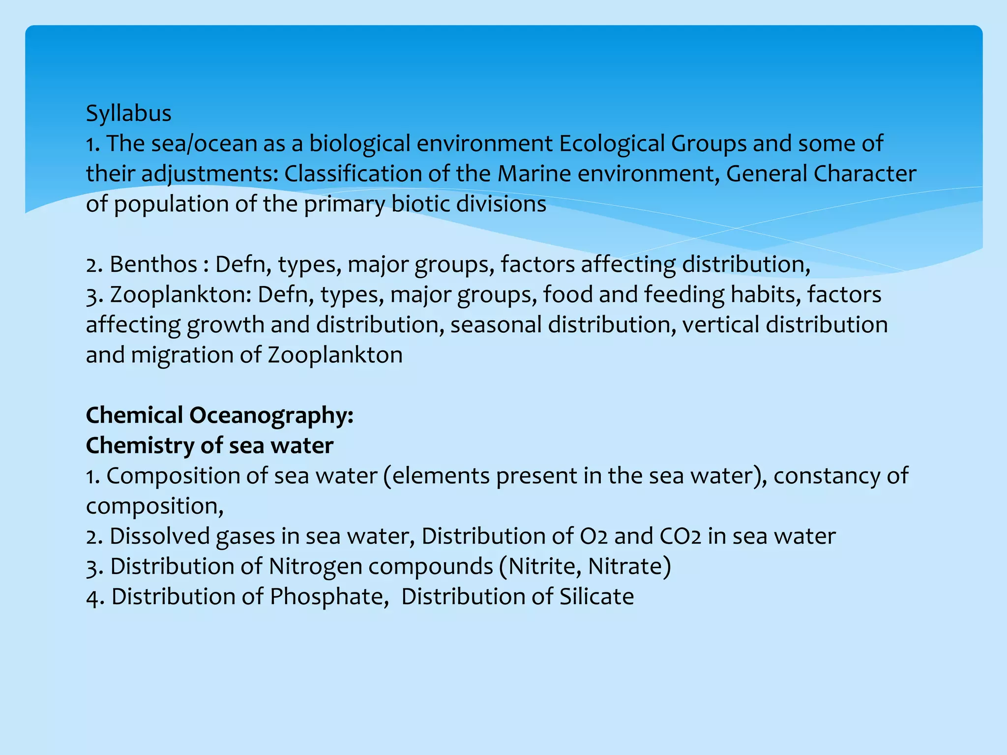 Biological and chemical oceanography | PPTX