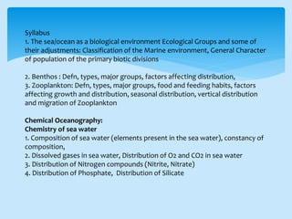 Biological and chemical oceanography | PPTX