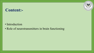 Biological basis of behaviour- Neurotransmiter.pptx