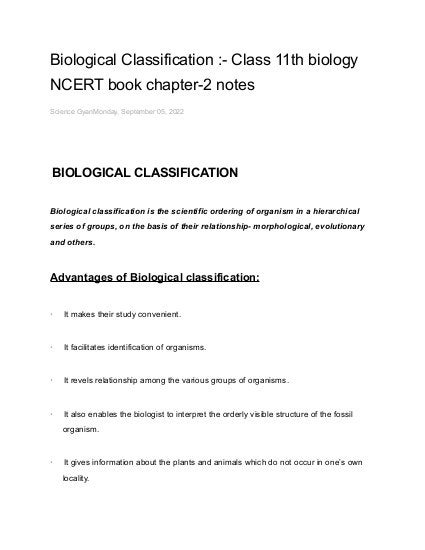 Biological classification NCERT biology chapter 2 notes.pdf