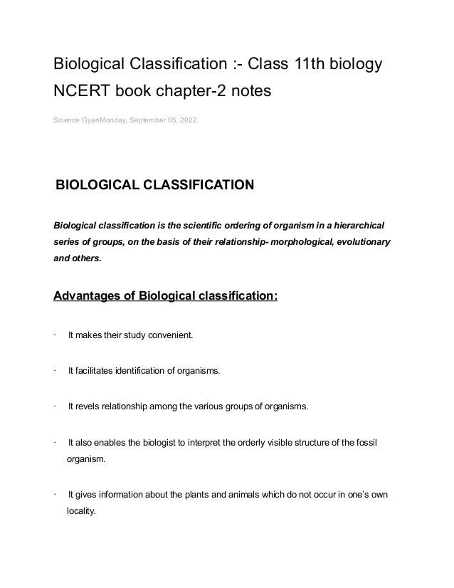 Biological classification NCERT biology chapter 2 notes.pdf