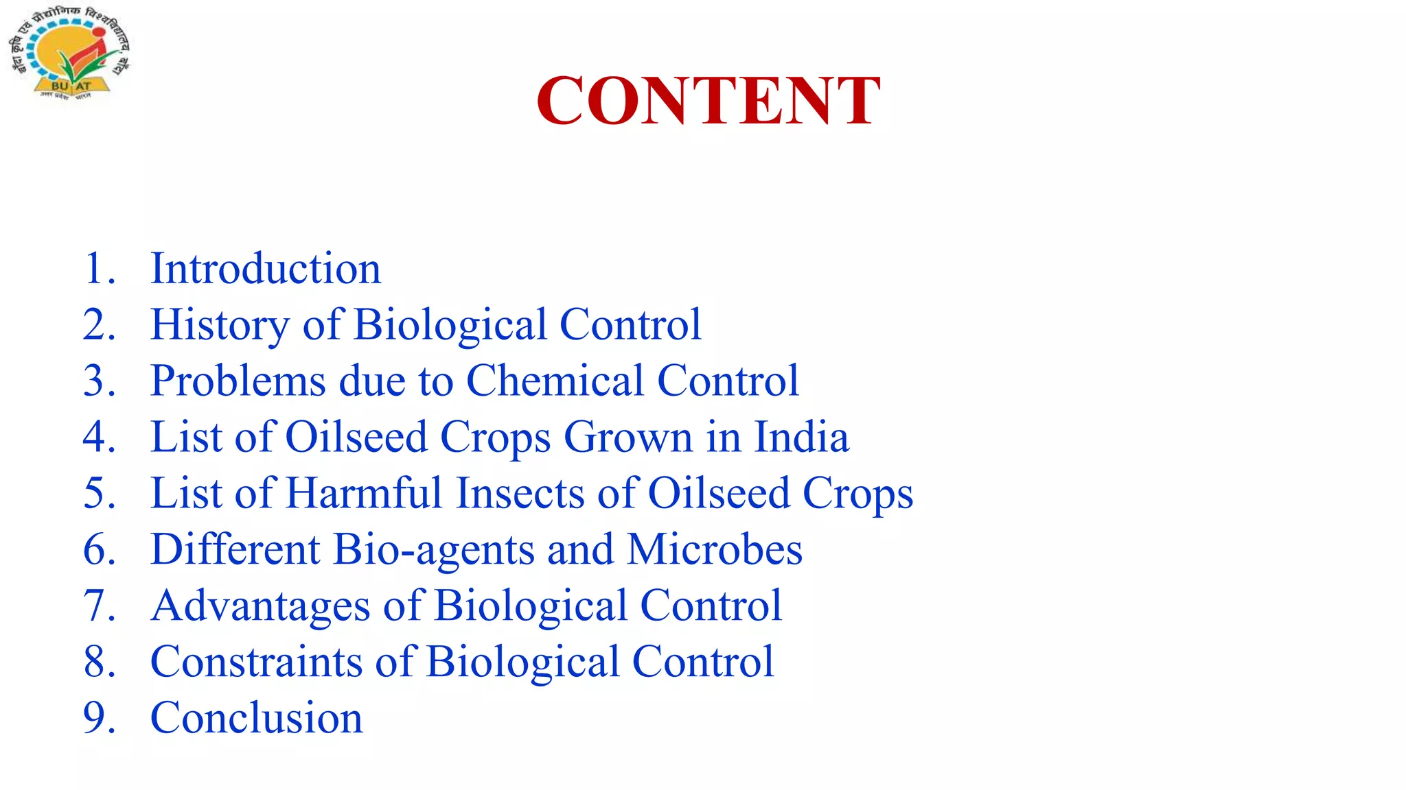 Biological control of oilseed pests | PPTX