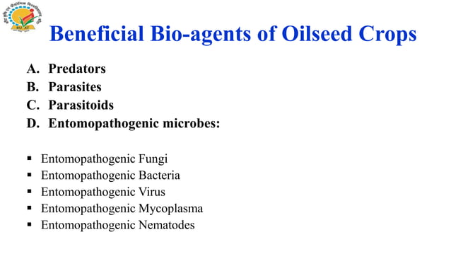Biological control of oilseed pests | PPTX