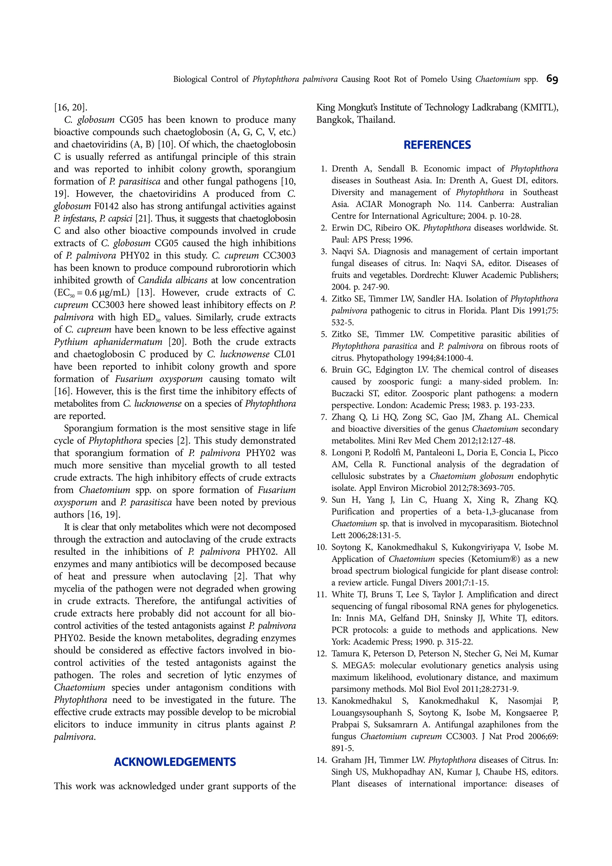 Biological control of phytophthora | PDF