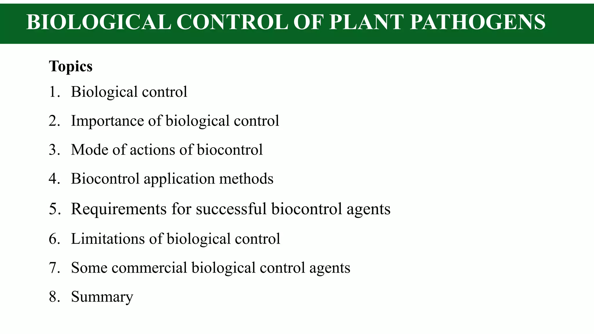 Biological control of plant pathogens | PPTX