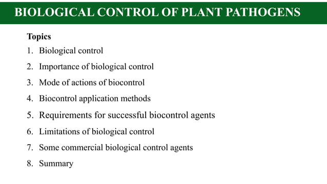 Biological control of plant pathogens | PPTX | Gardening | Home & Garden