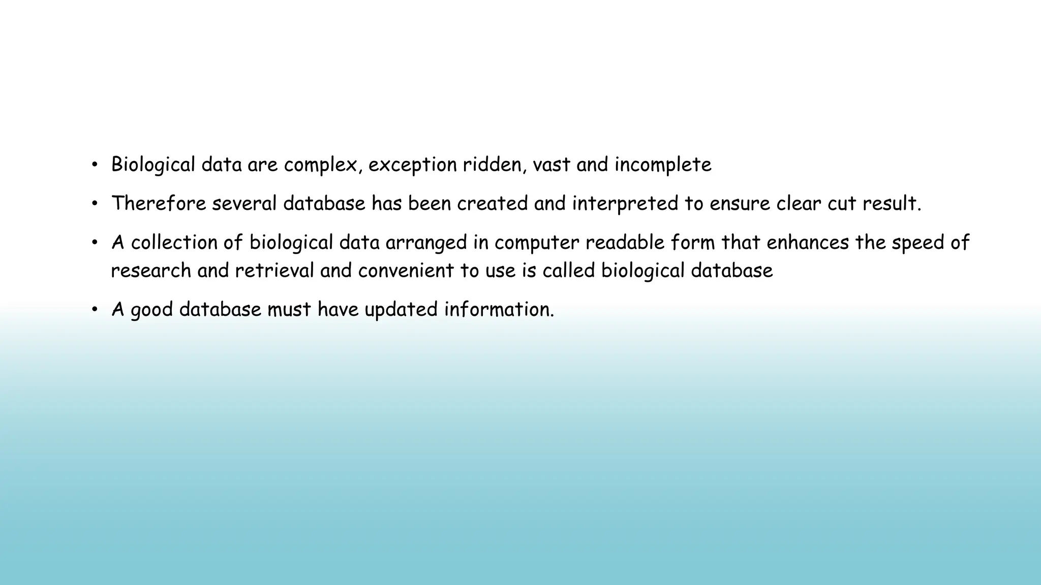 BIOLOGICAL DATABASE AND ITS TYPES,IMPORTANCE OF BIOLOGICAL DATABASE | PDF